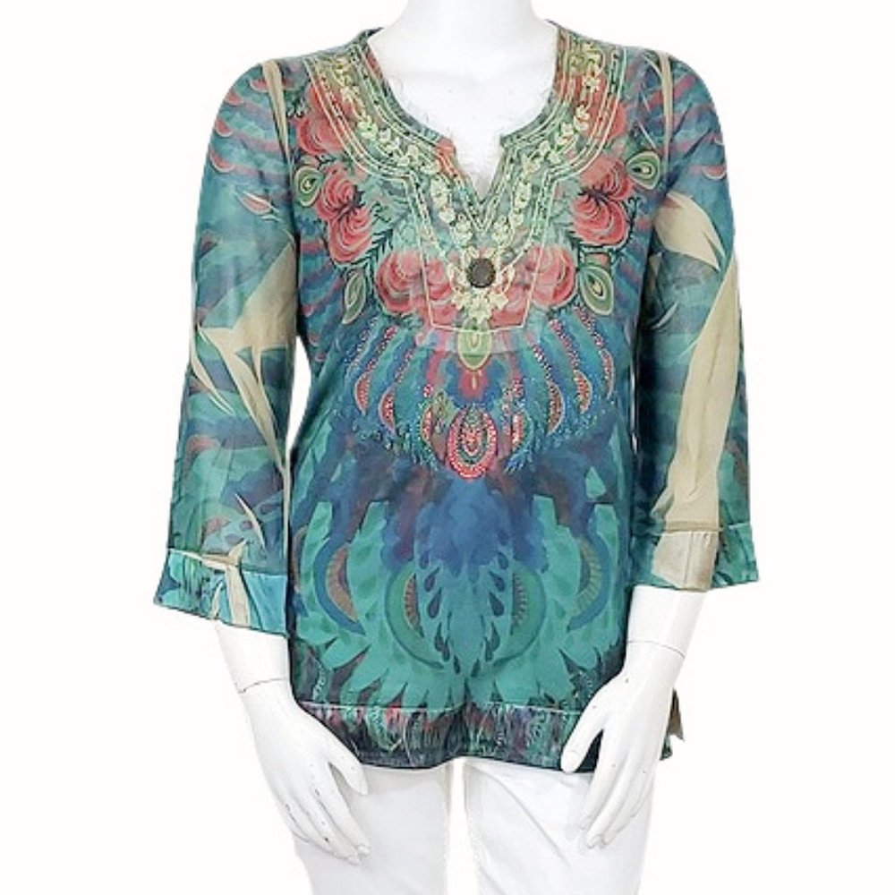 "French Blue" Colorful Tunic Top - Gem